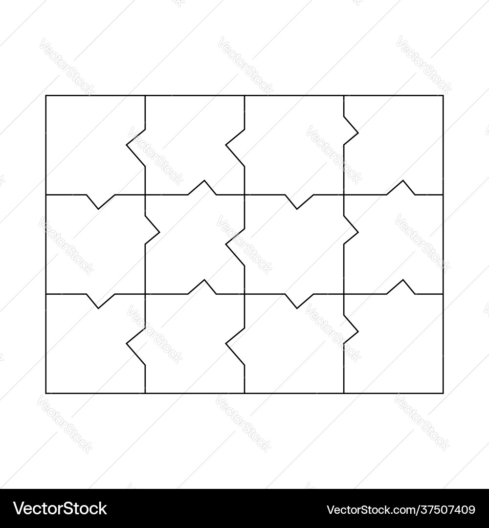 Unusual blank jigsaw puzzle 12 pieces simple line Vector Image