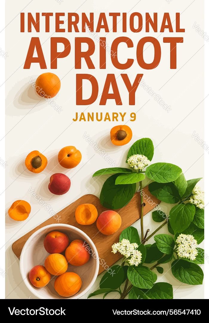 Apricot day celebration with fresh fruit Vector Image