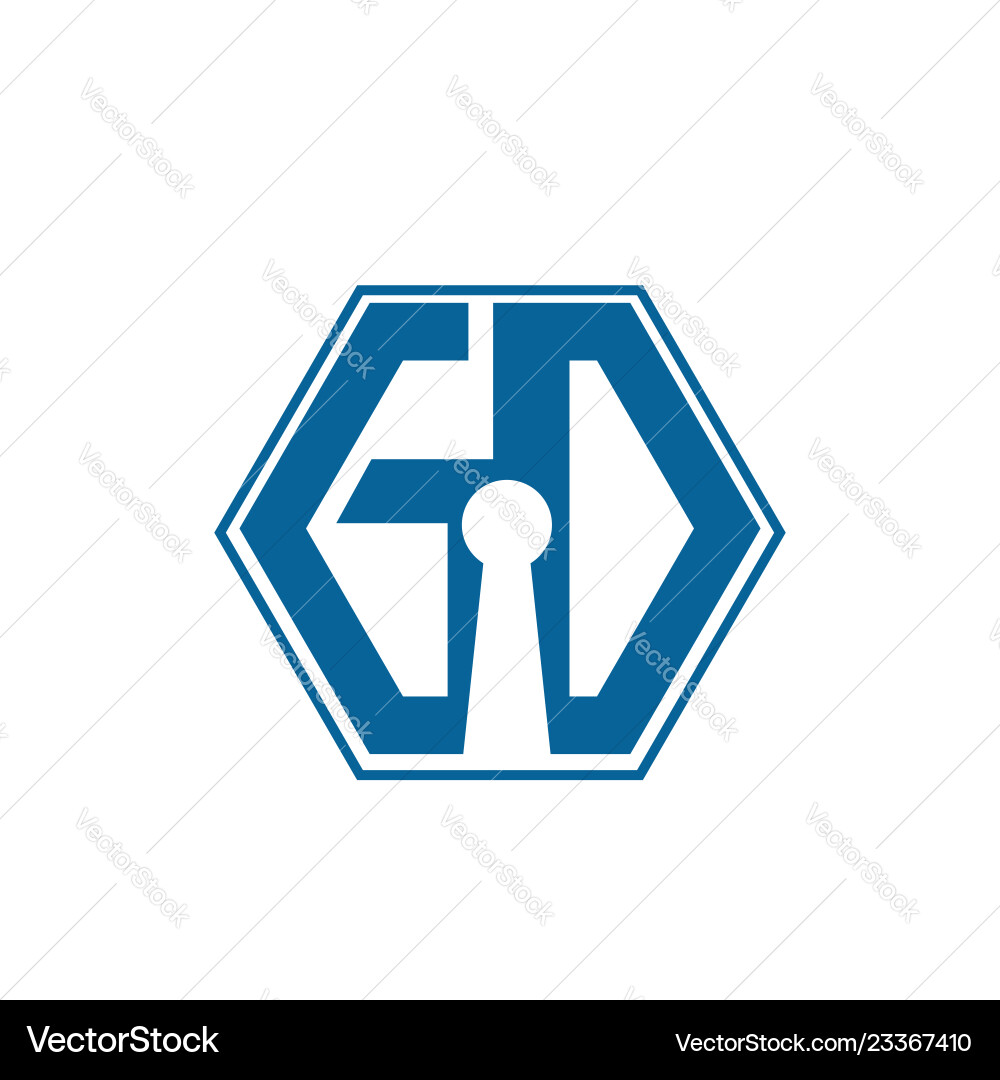 Hexagonal initial letter gd g d logo design Vector Image