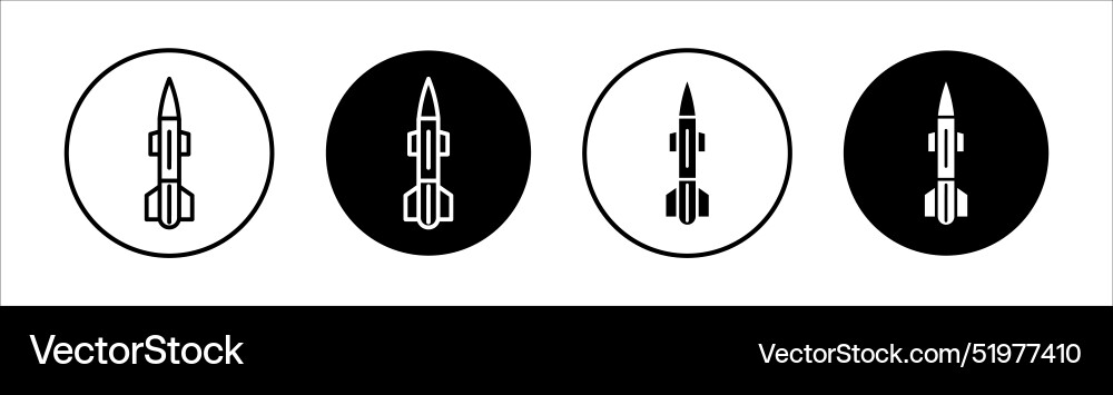 Missile flat line icon set missile thin line Vector Image