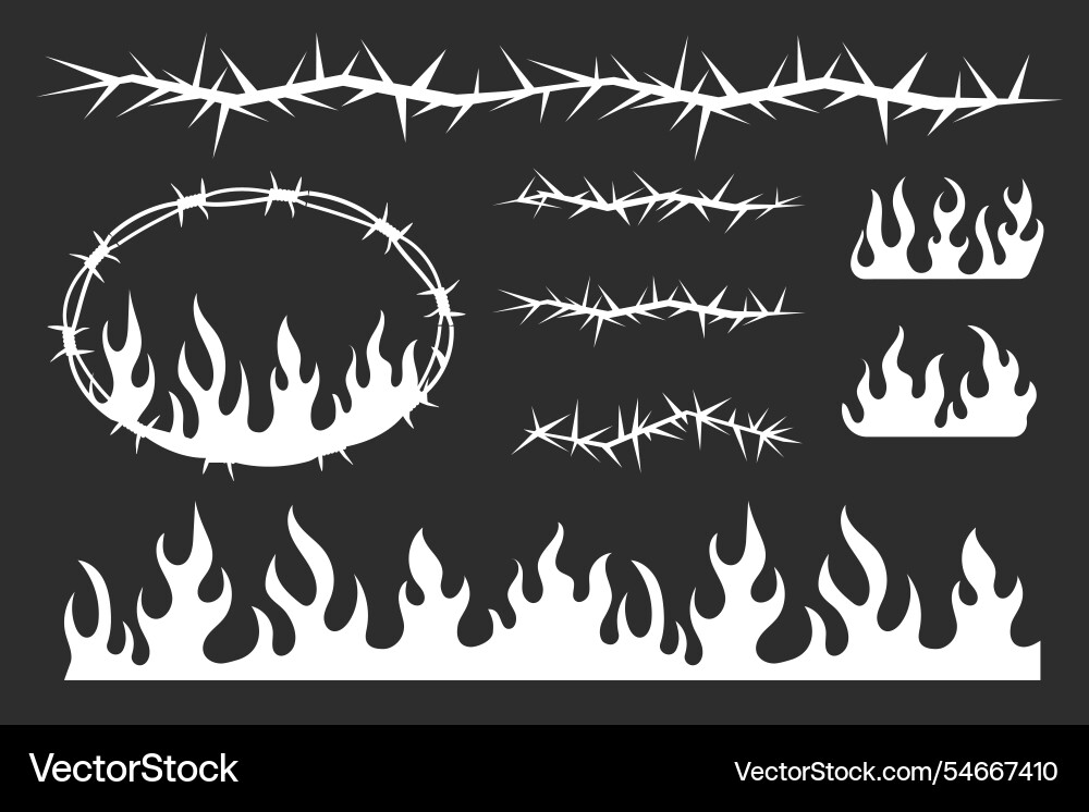 Neo tribal pink emo borders barb wire and flame Vector Image