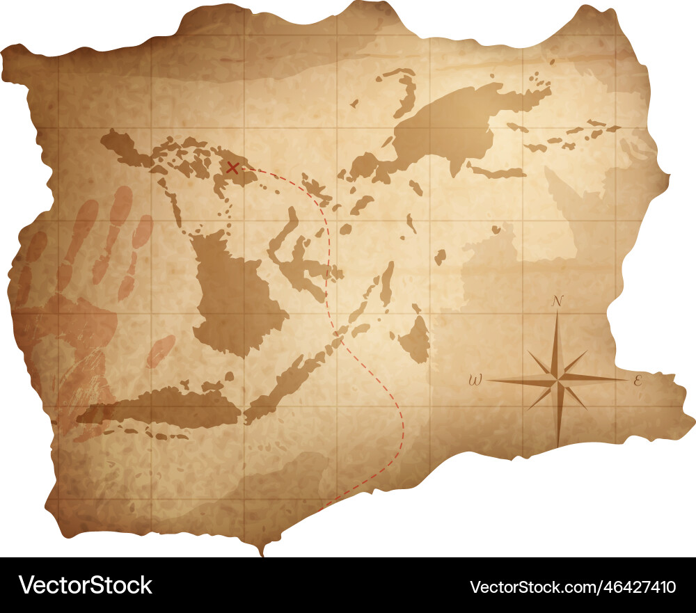 Realistic pirate map Royalty Free Vector Image
