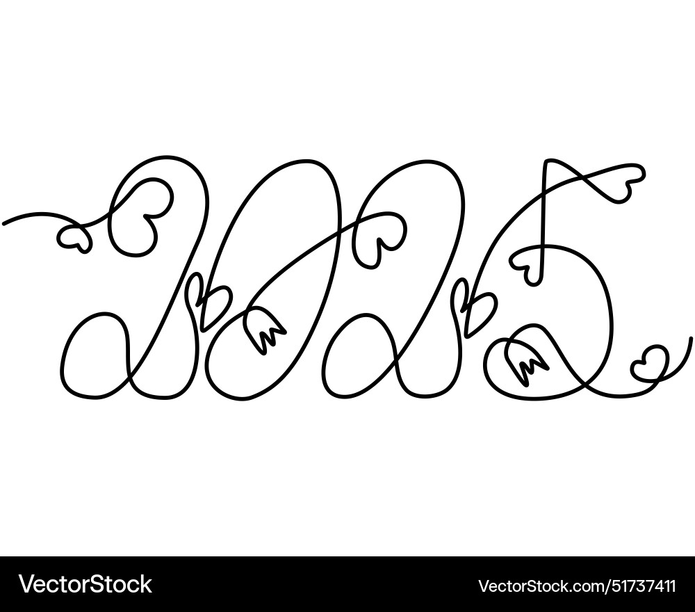 2025 hand drawn continuous line lettering Vector Image