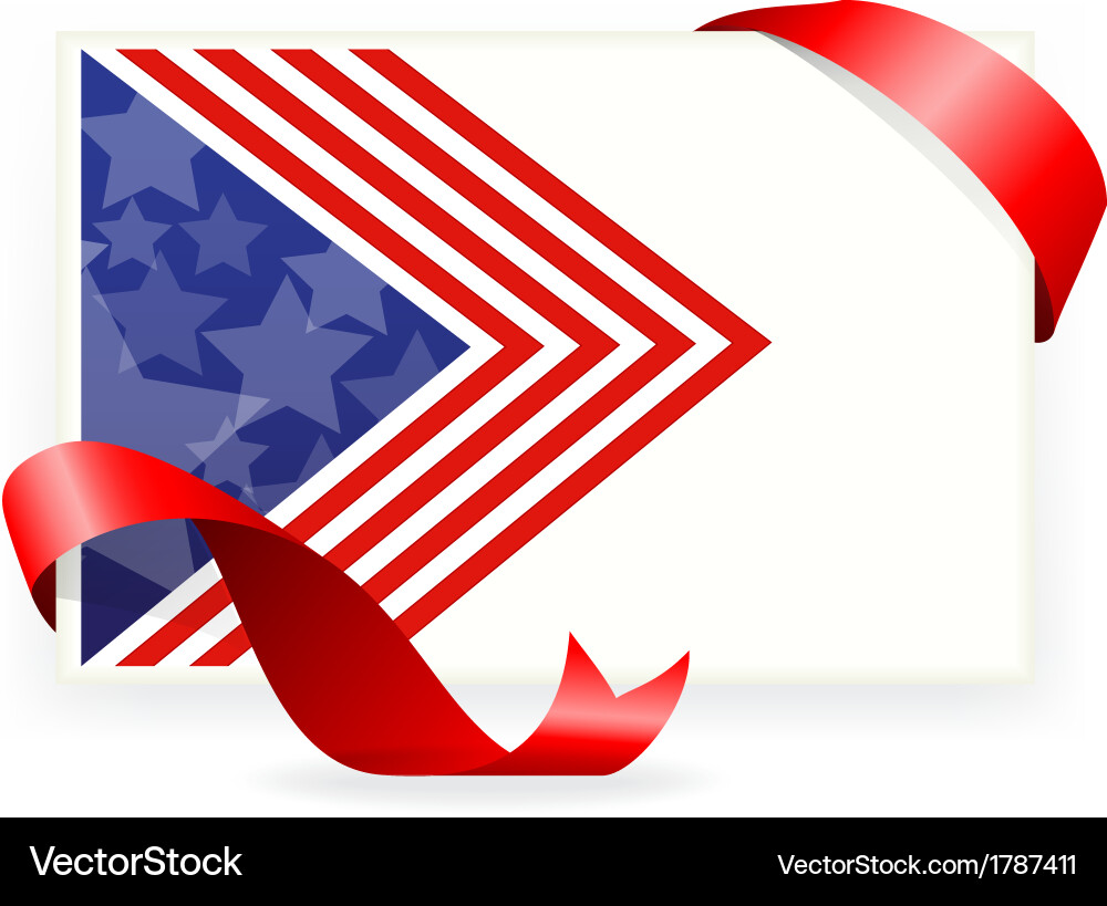 American Flag with Ribbon Royalty Free Vector Image