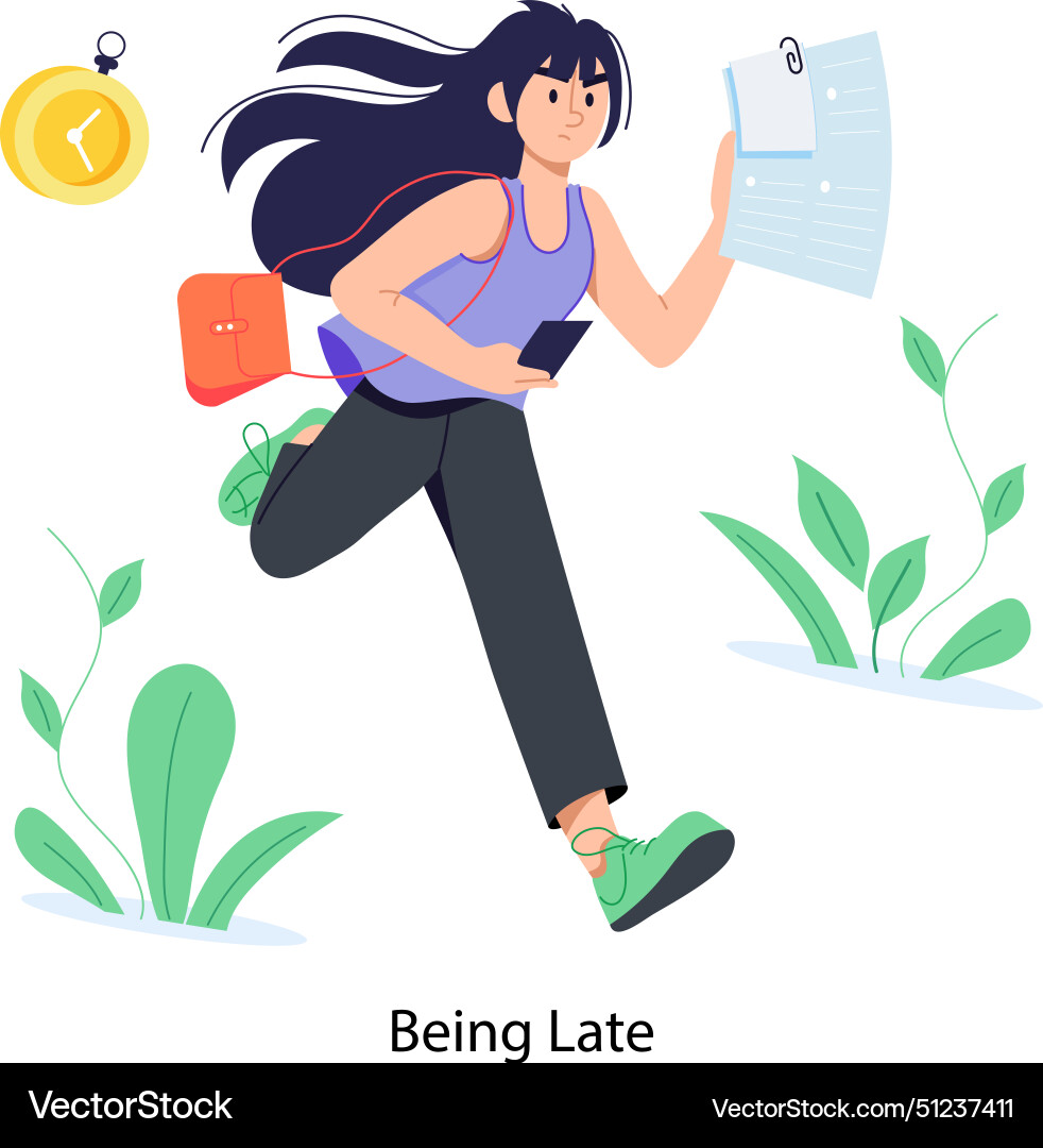 Being late Royalty Free Vector Image - VectorStock