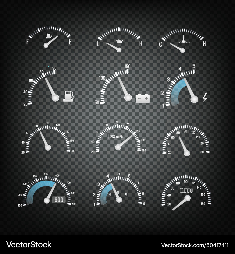 Car dashboard control panel elements collection Vector Image