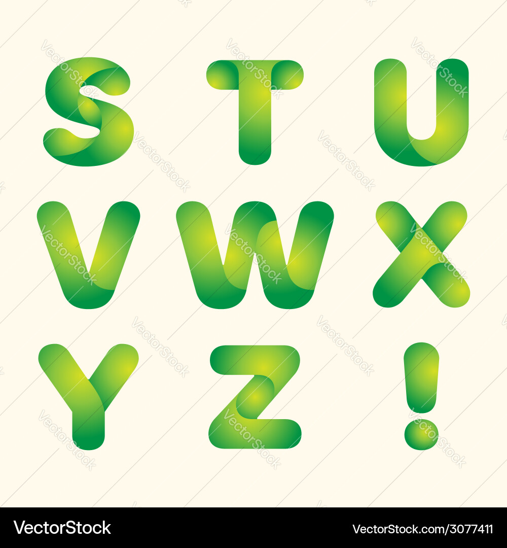 Green leaves eco font Royalty Free Vector Image