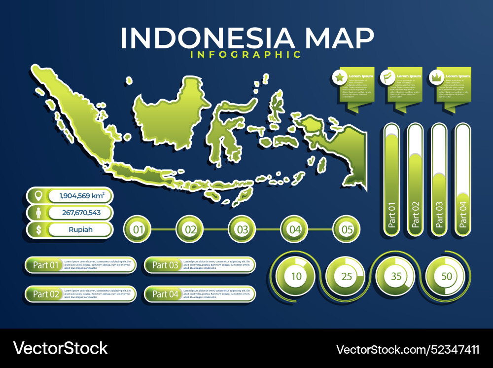 Indonesia map infographics Royalty Free Vector Image