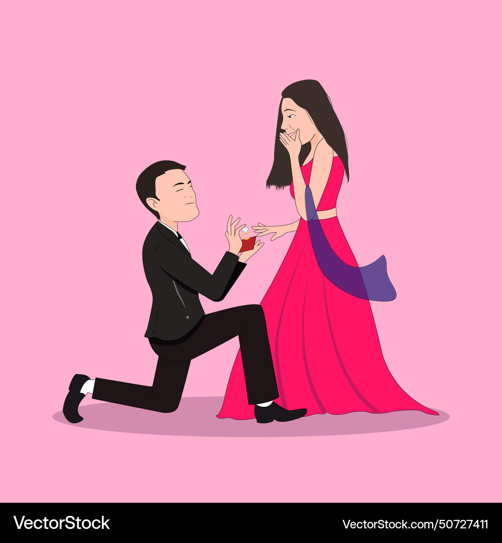 Propose day cartoon style boy proposing Royalty Free Vector