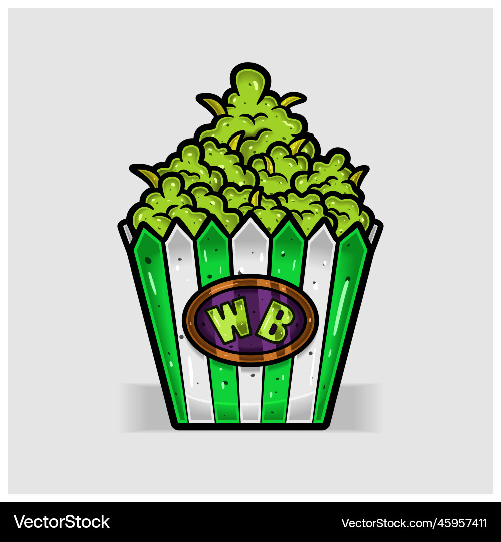 Weed bud on paper box perfect for logo Royalty Free Vector