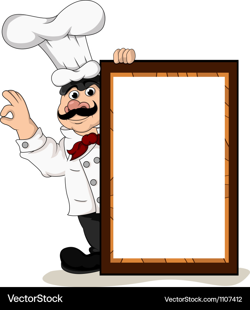 Chef with menu board Royalty Free Vector Image
