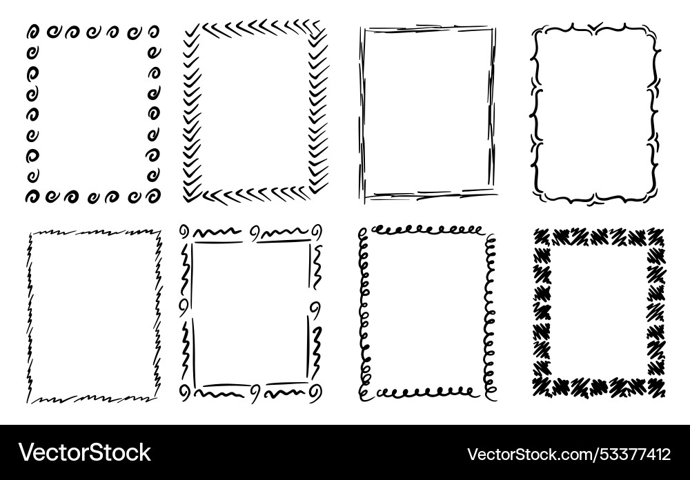 Hand-drawn decorative borders and frames set Vector Image
