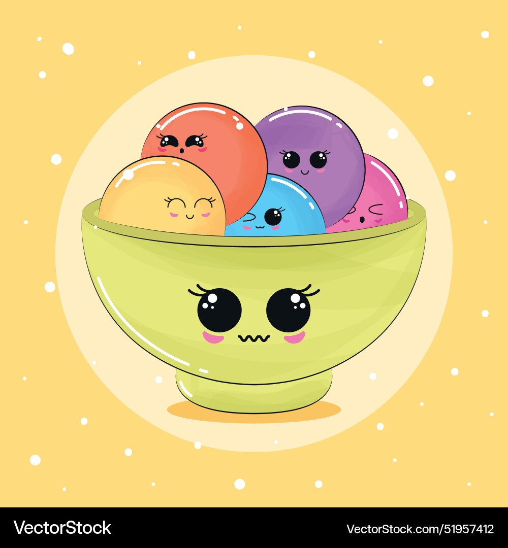 Happy cute bowl cartoon Royalty Free Vector Image
