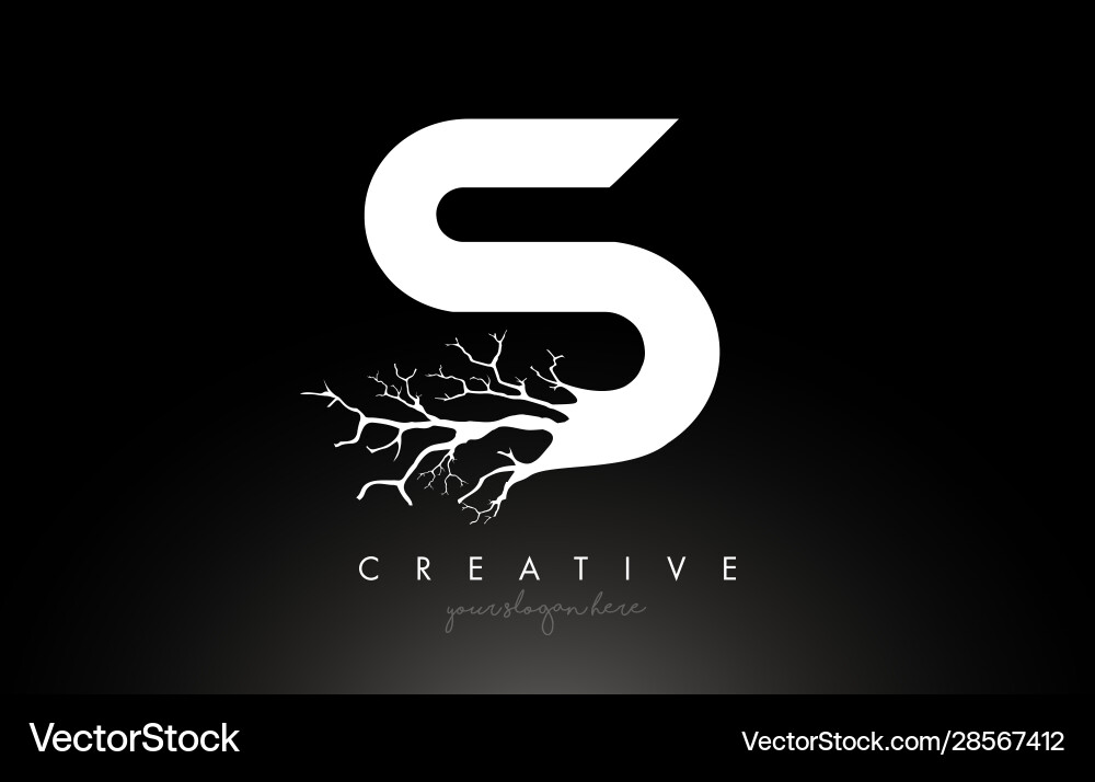 Letter s design logo with creative tree branch Vector Image