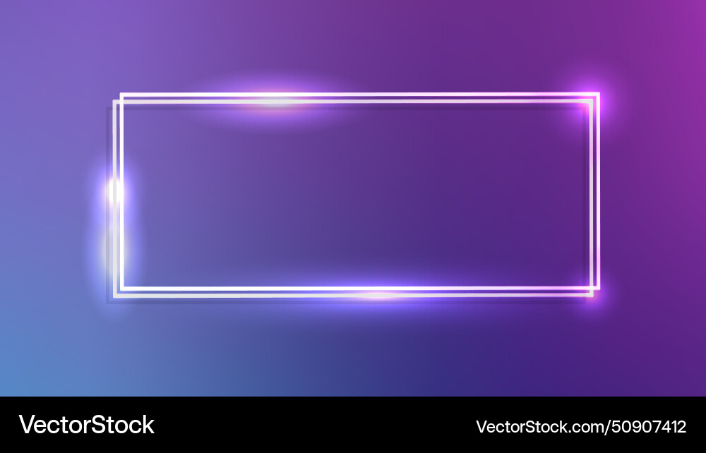 Neon double rectangular frame Royalty Free Vector Image