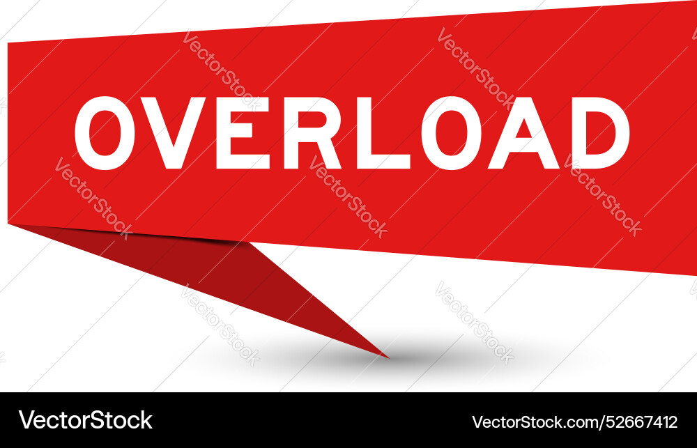 Red color speech banner with word overload Vector Image