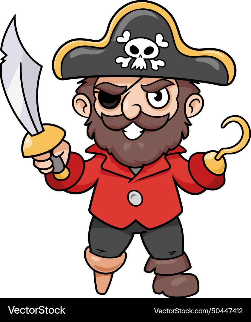 Smiling pirate character cartoon Royalty Free Vector Image