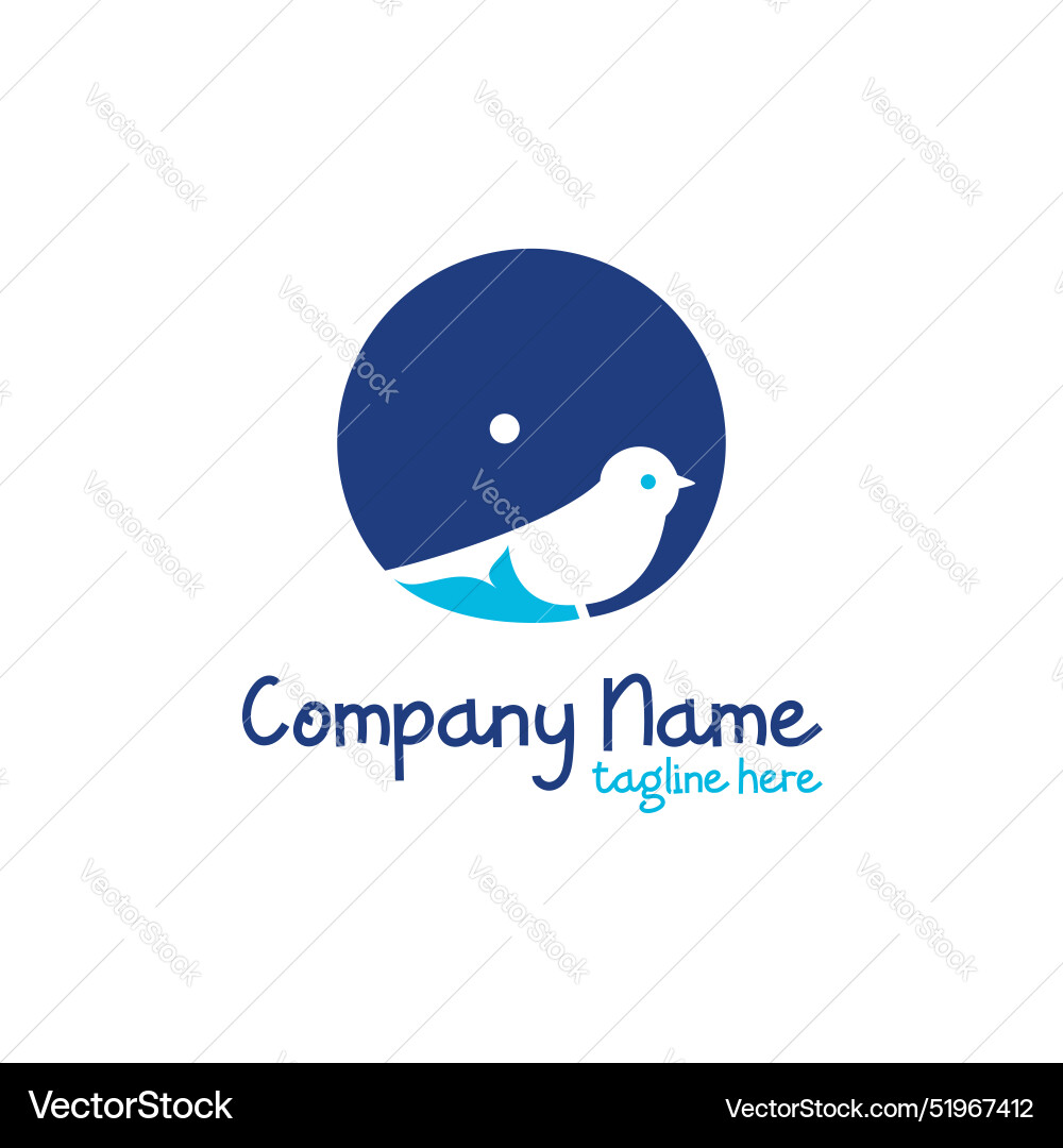 Whale and bird logo design Royalty Free Vector Image