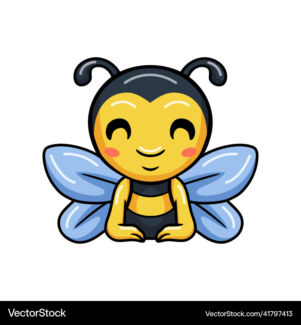 Cute little bee cartoon laying down Royalty Free Vector