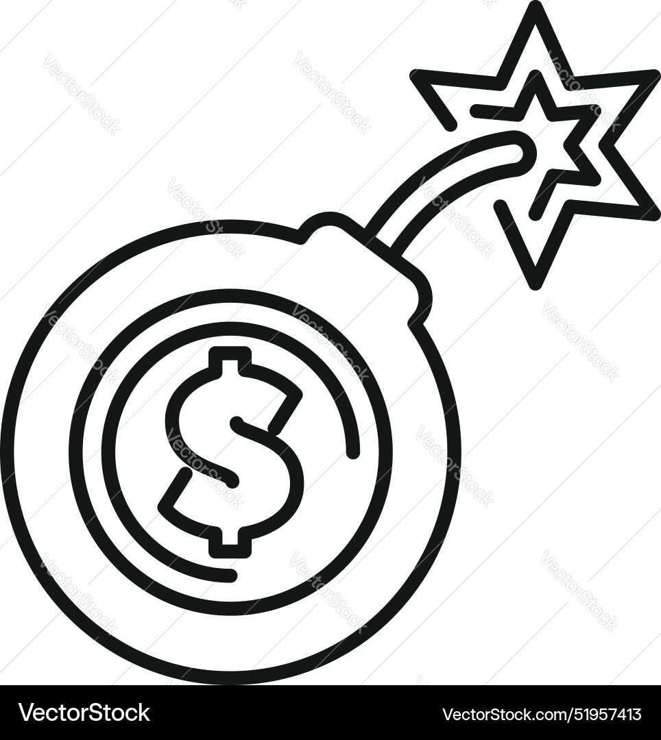 Dollar currency bomb exploding about to burst Vector Image