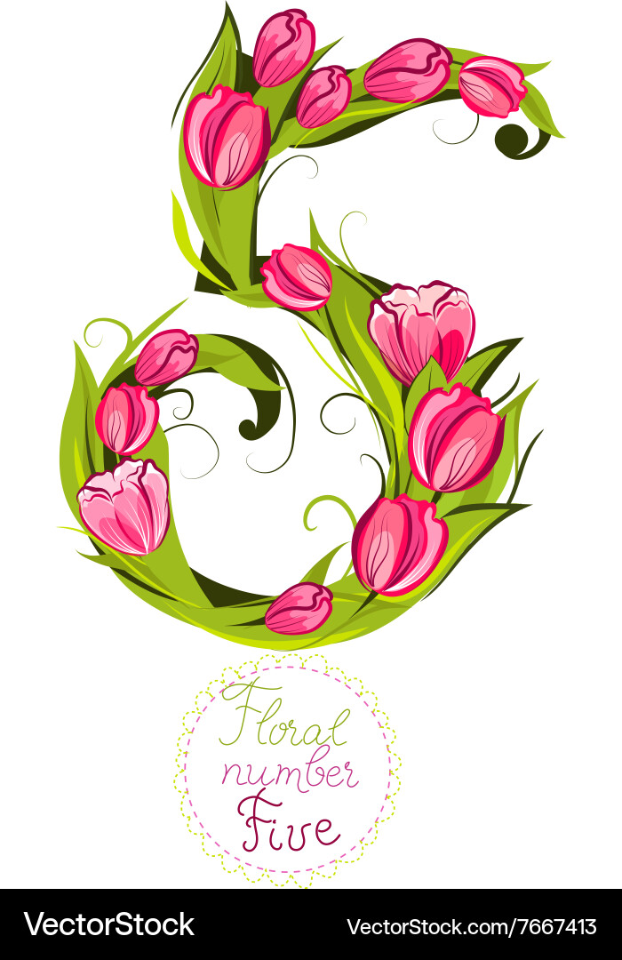 Floral Number Five Royalty Free Vector Image - VectorStock