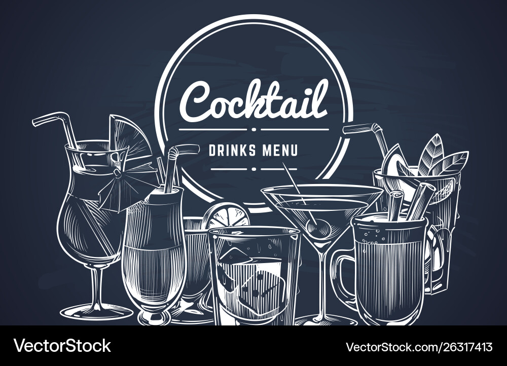 Hand Drawn Cocktail Background Royalty Free Vector Image