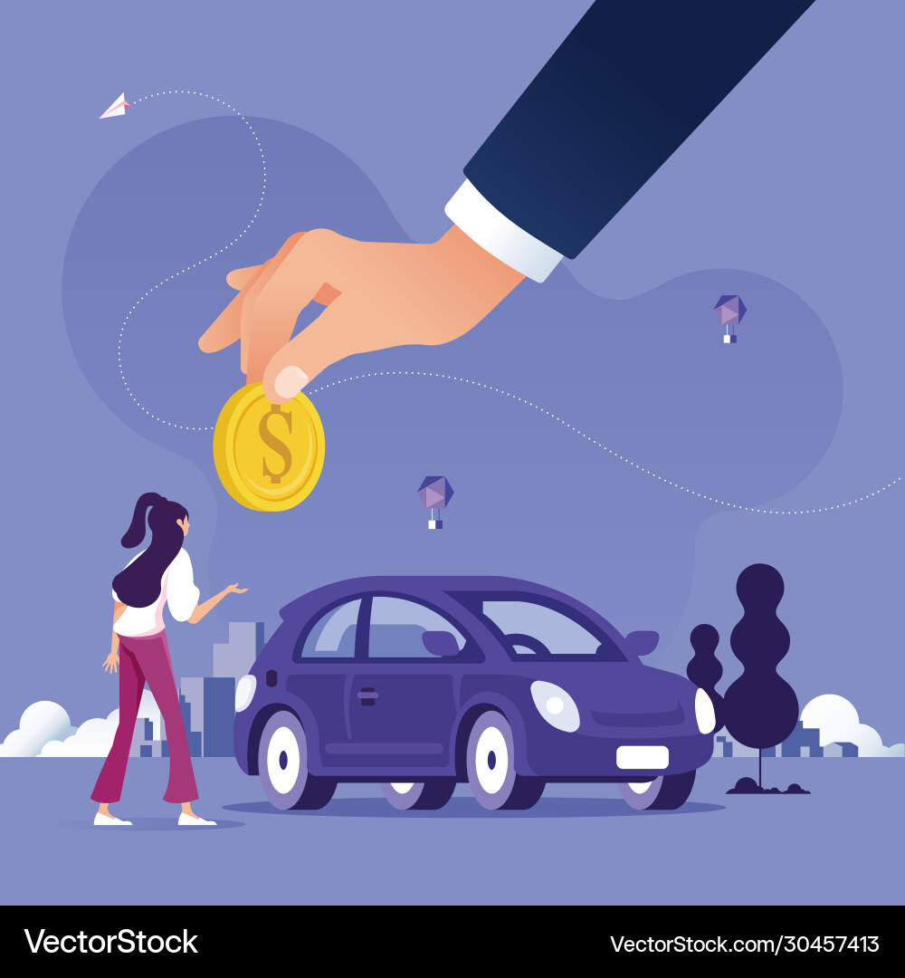 Hand Offering Coin for Car Purchase Royalty Free Vector