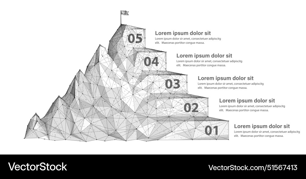 Infographic with 4 steps digital mountain step Vector Image
