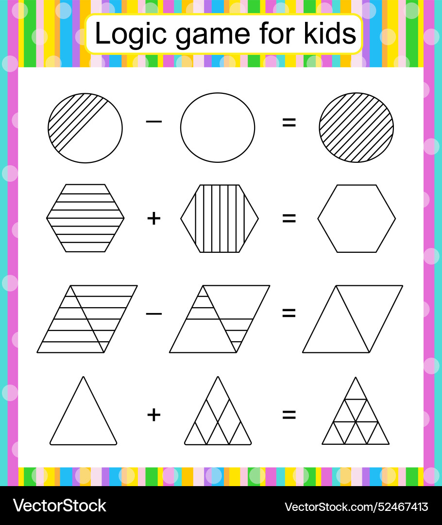 Kids Geometry Puzzle: Find and Draw Missing Shapes