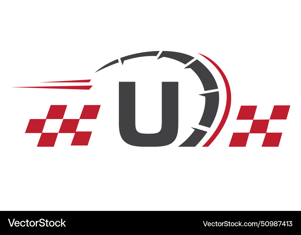Letter u with racing flag logo speed logo symbol Vector Image