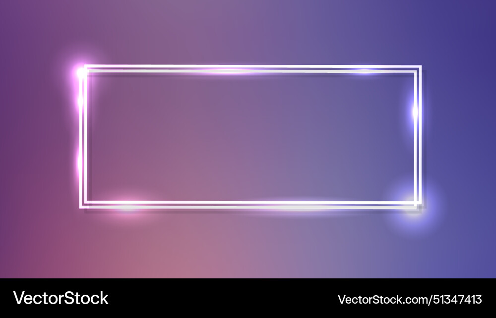 Neon double rectangular frame Royalty Free Vector Image