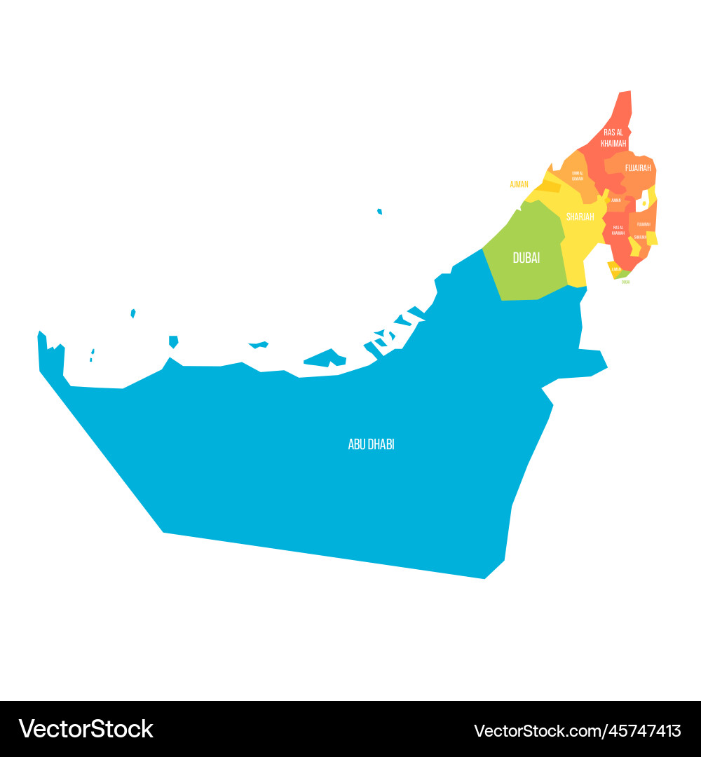 Labeled Map United Arab Emirates UAE United Arab Emirates Map With