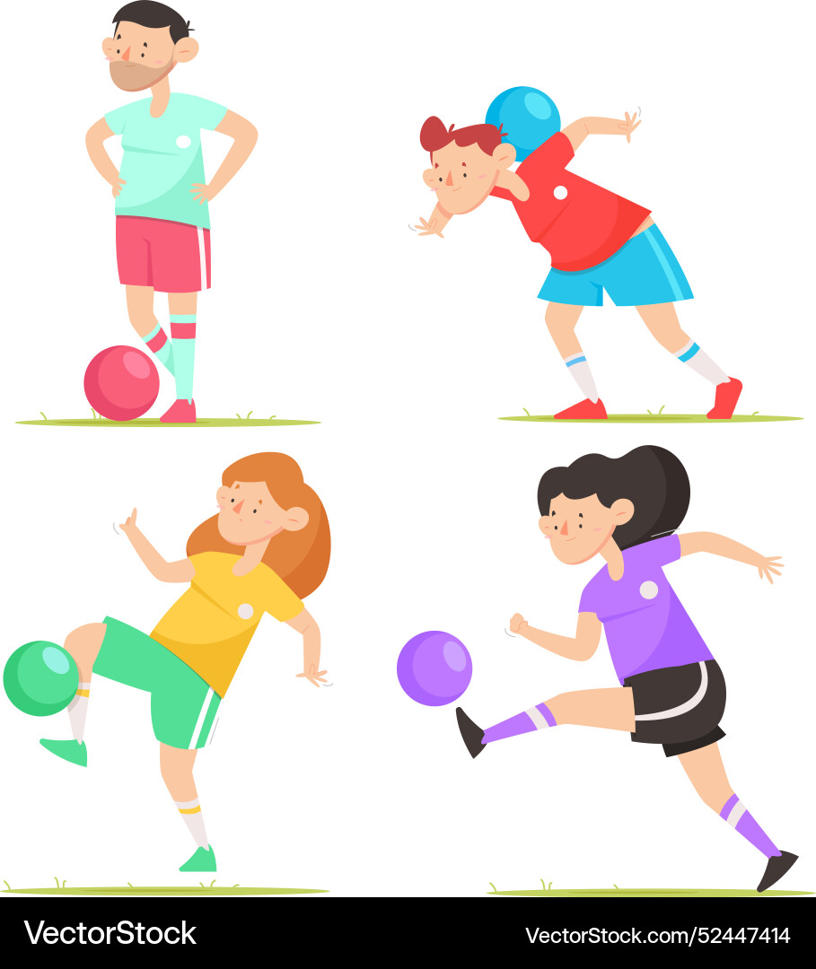 Cartoon football players pack Royalty Free Vector Image