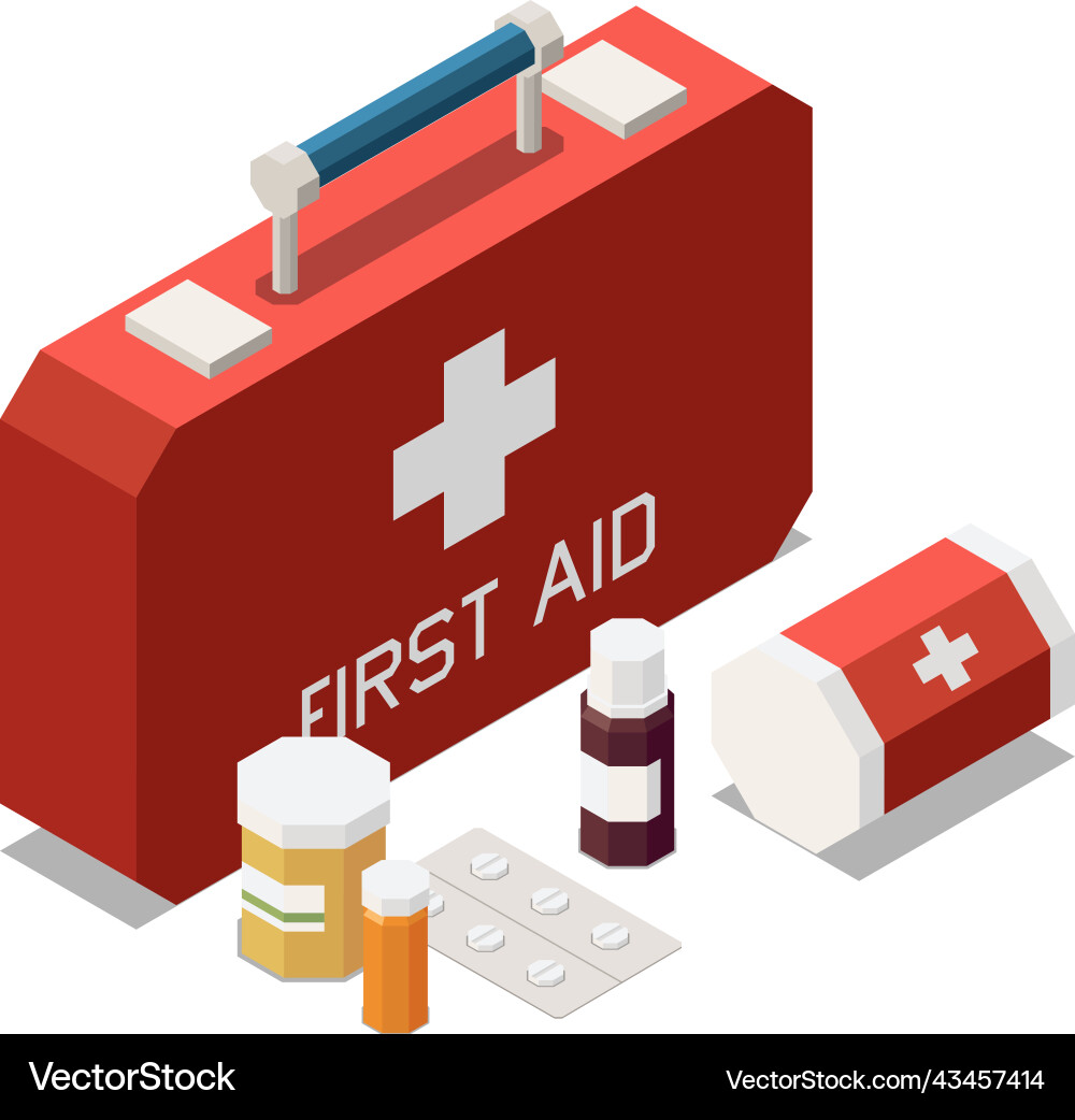 First aid isometric composition Royalty Free Vector Image