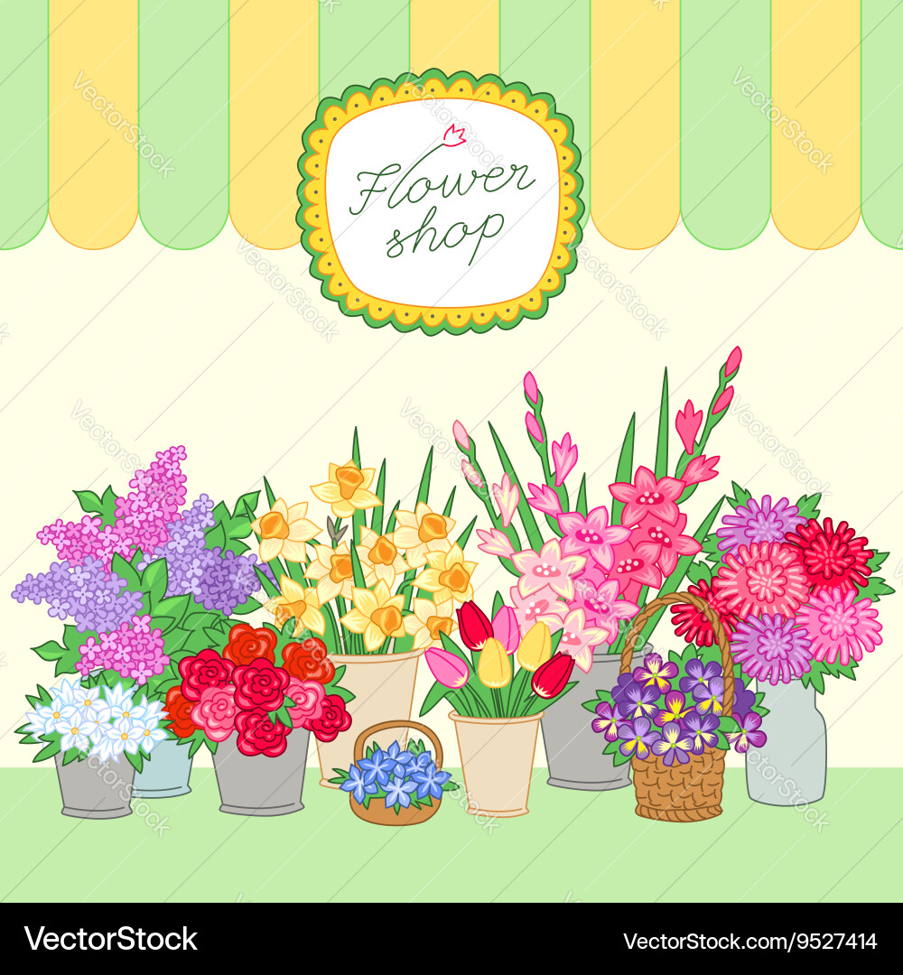 Flower shop green Royalty Free Vector Image - VectorStock