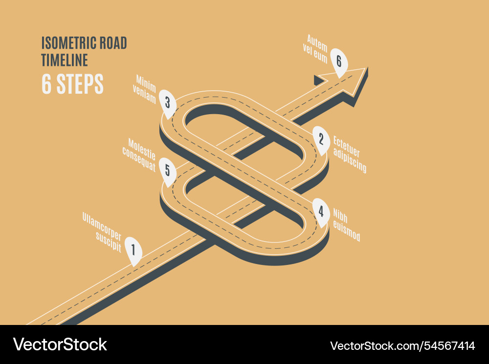 Isometric navigation map infographic 5 steps Vector Image