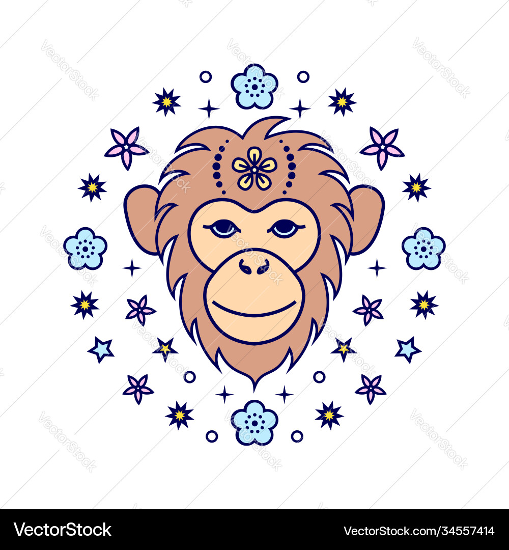 Monkey chinese zodiac sign Royalty Free Vector Image