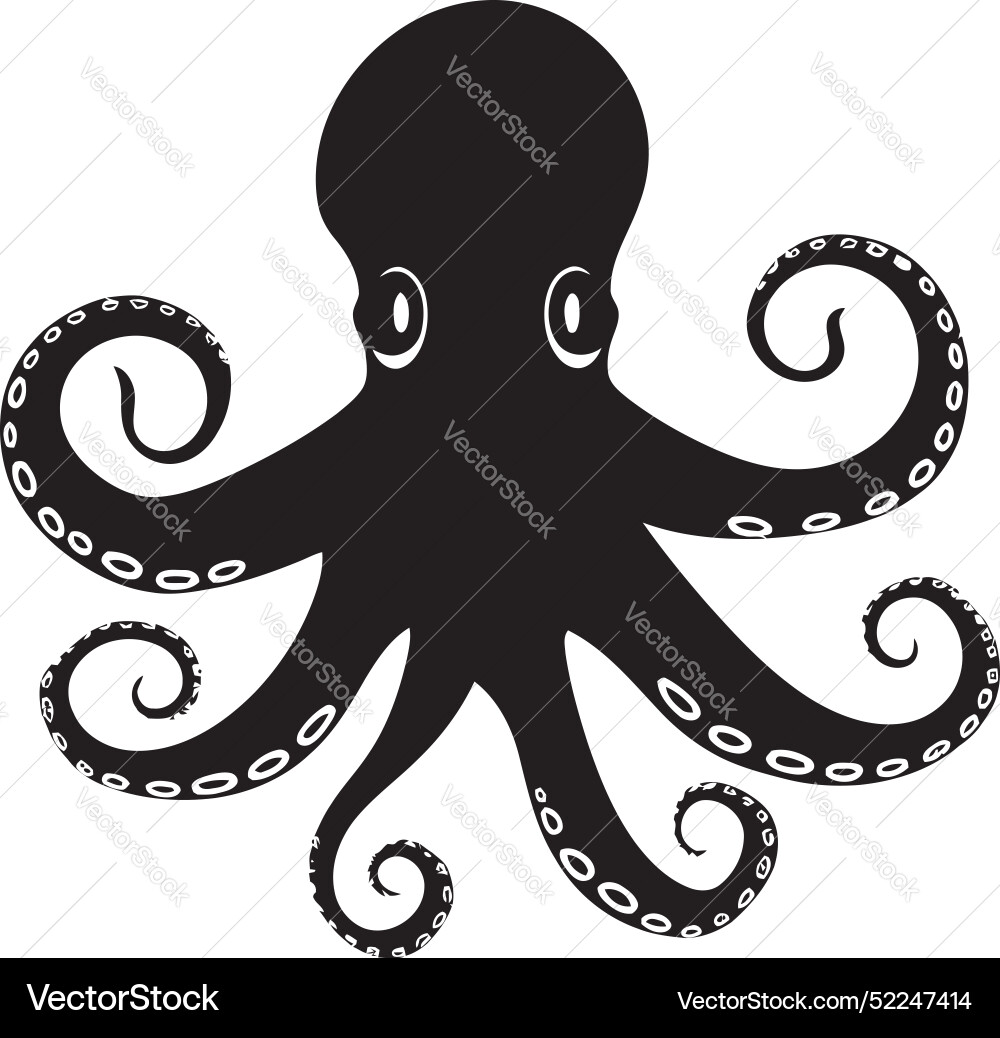 Oceanic overture black octopus logo design Vector Image