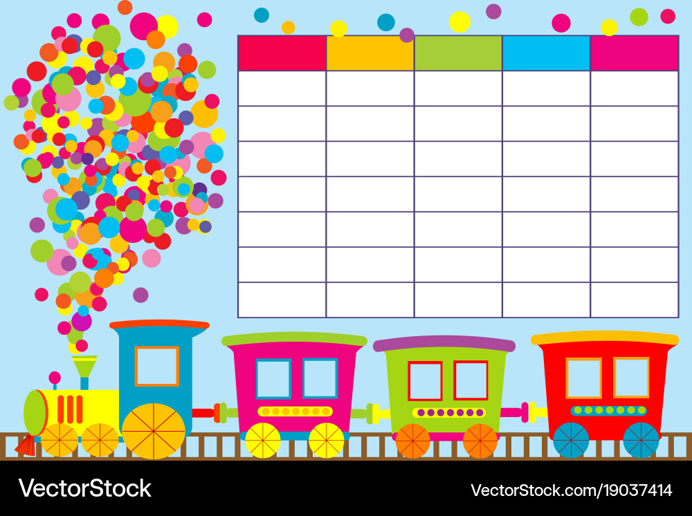 School timetable with cartoon train Royalty Free Vector