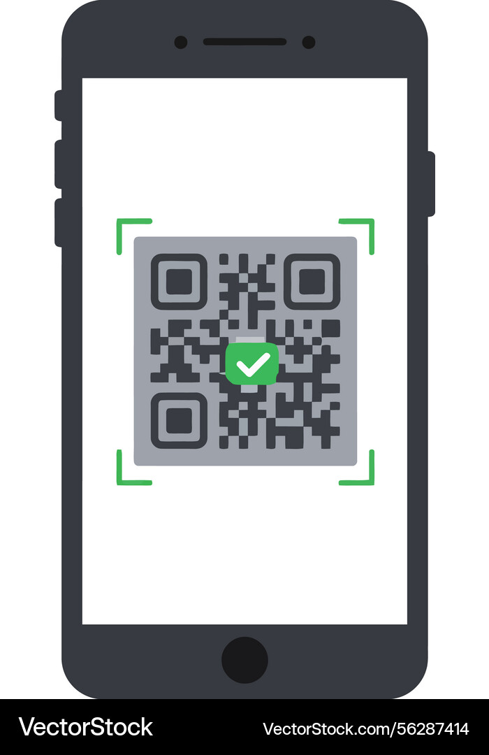 Smartphone scanning qr code with green checkmark Vector Image