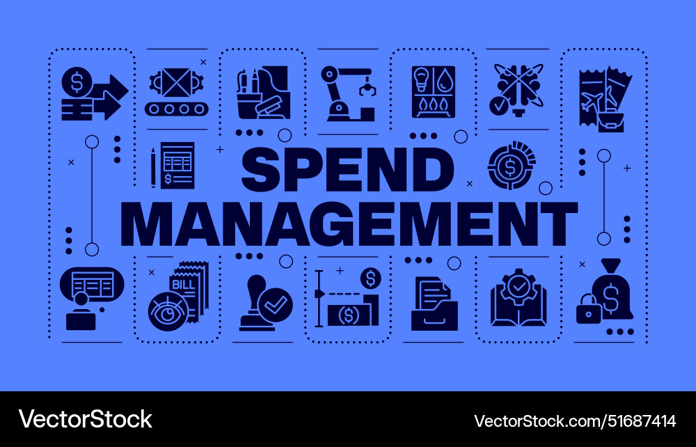 Spend management blue word concept Royalty Free Vector Image
