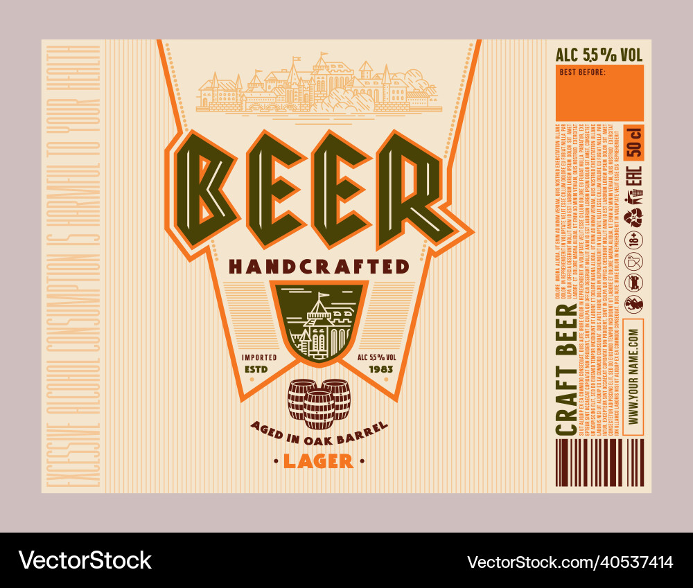 Template label for lager beer Royalty Free Vector Image