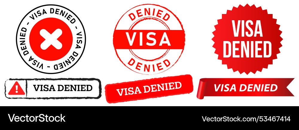 Visa denied rejected rejection deny prohibited Vector Image