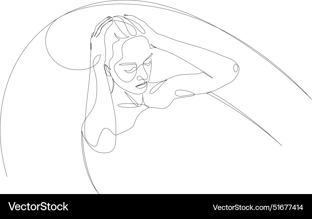 Woman taking spa bath continuous one line drawing Vector Image
