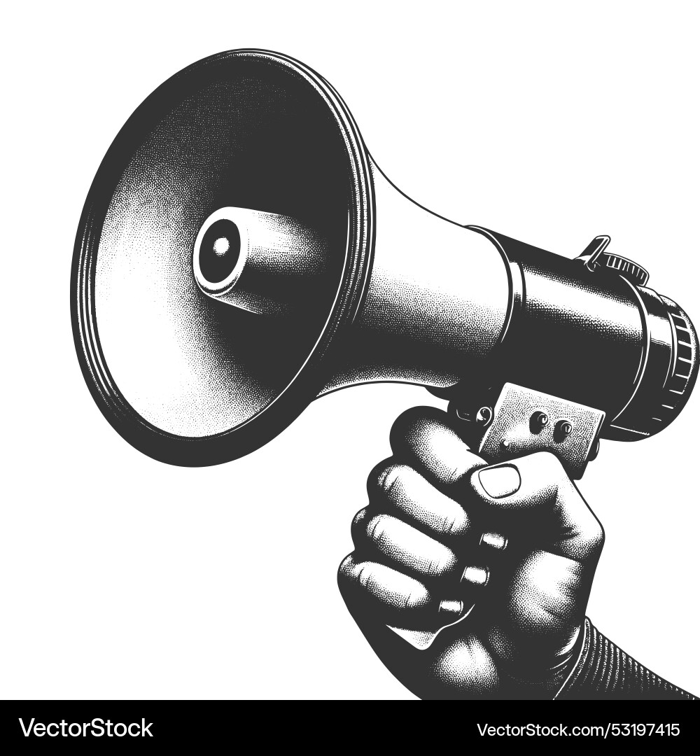 Hand holding megaphone Royalty Free Vector Image
