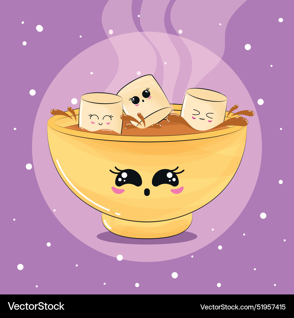 Happy cute bowl cartoon Royalty Free Vector Image