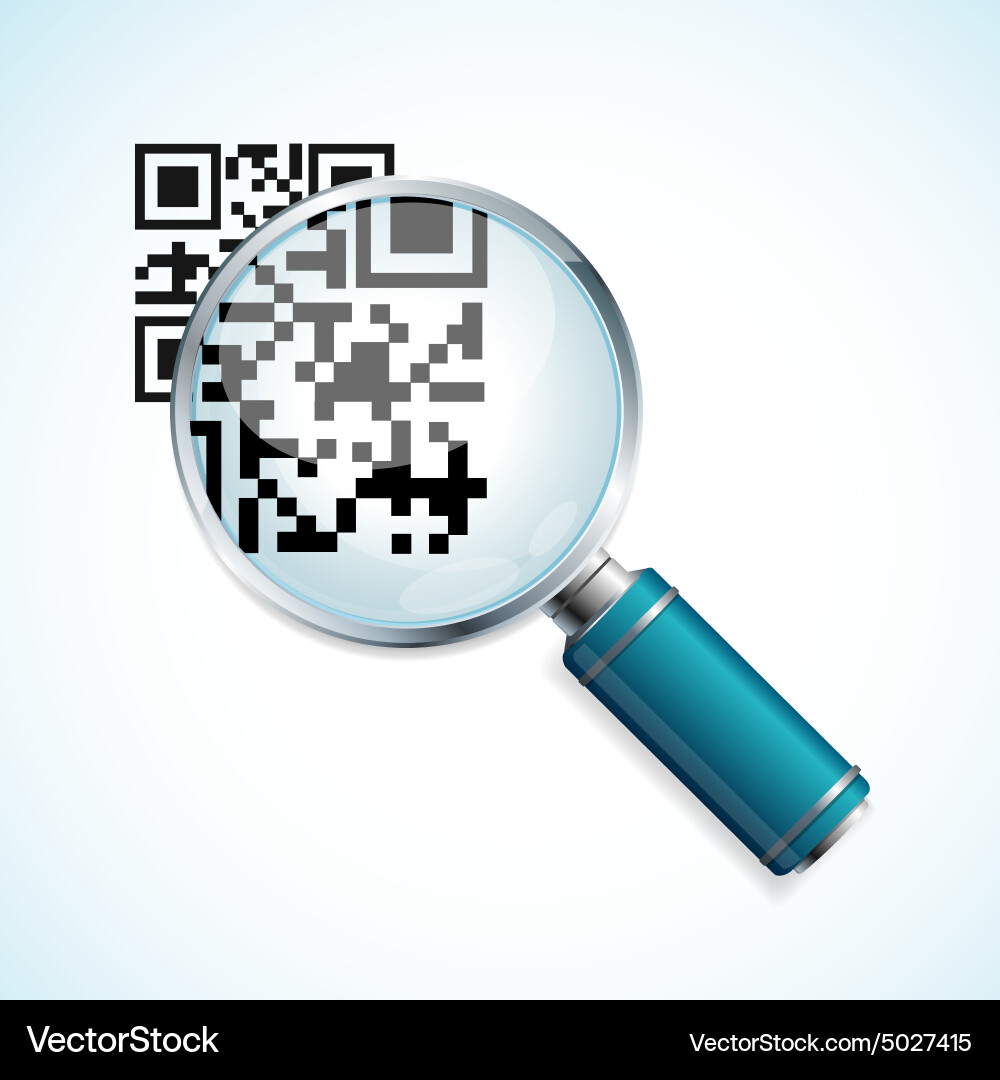 Magnifier and qr code Royalty Free Vector Image