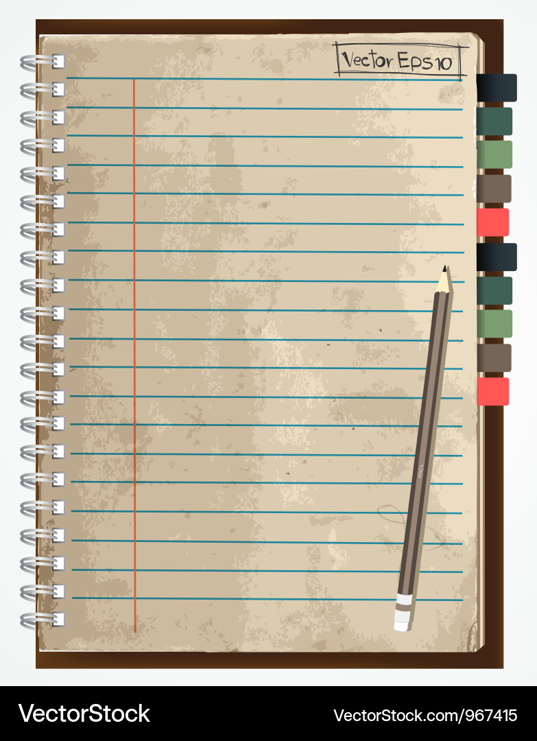 Old paper notebook Royalty Free Vector Image - VectorStock