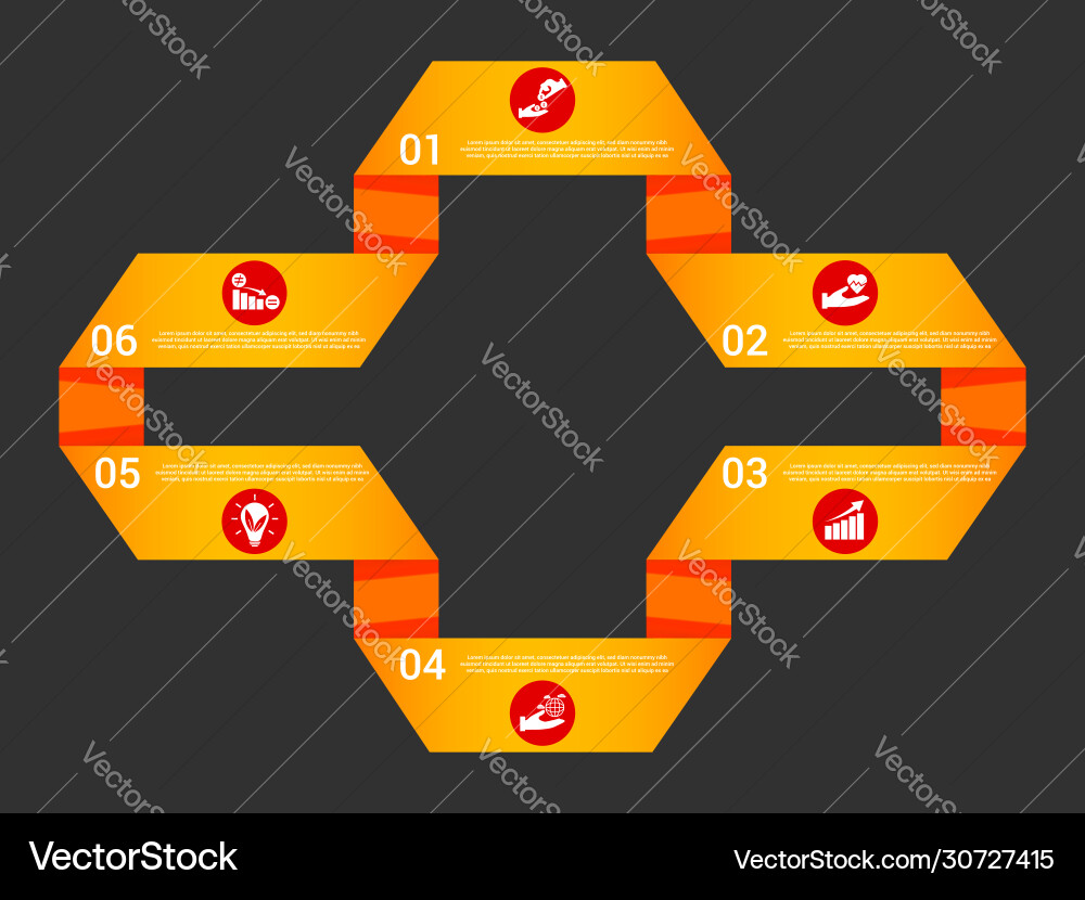 Orange ribbon infographic template Royalty Free Vector Image