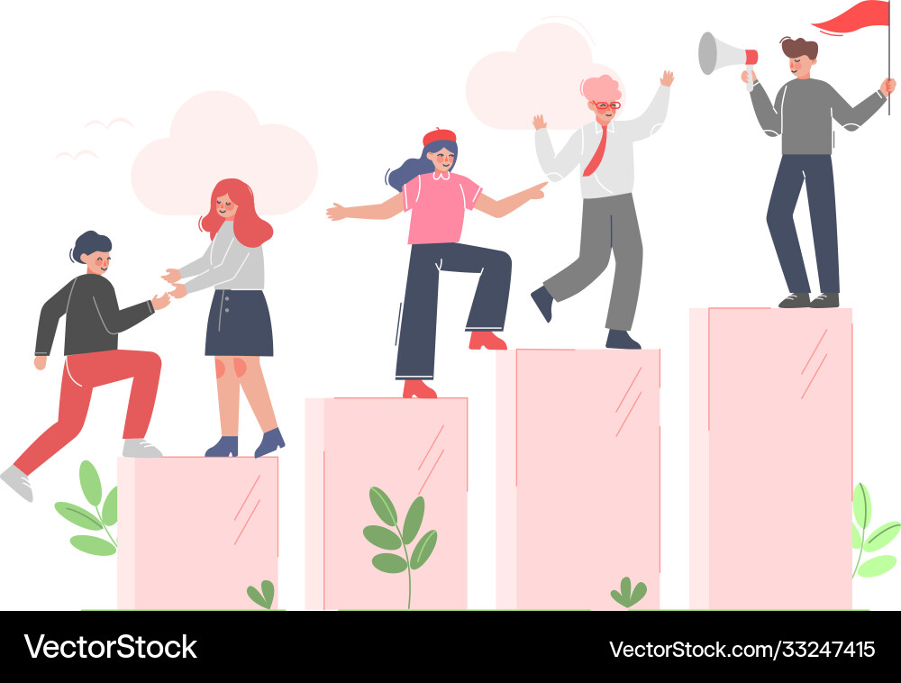 People Supporting Goal Achievement Royalty Free Vector Image